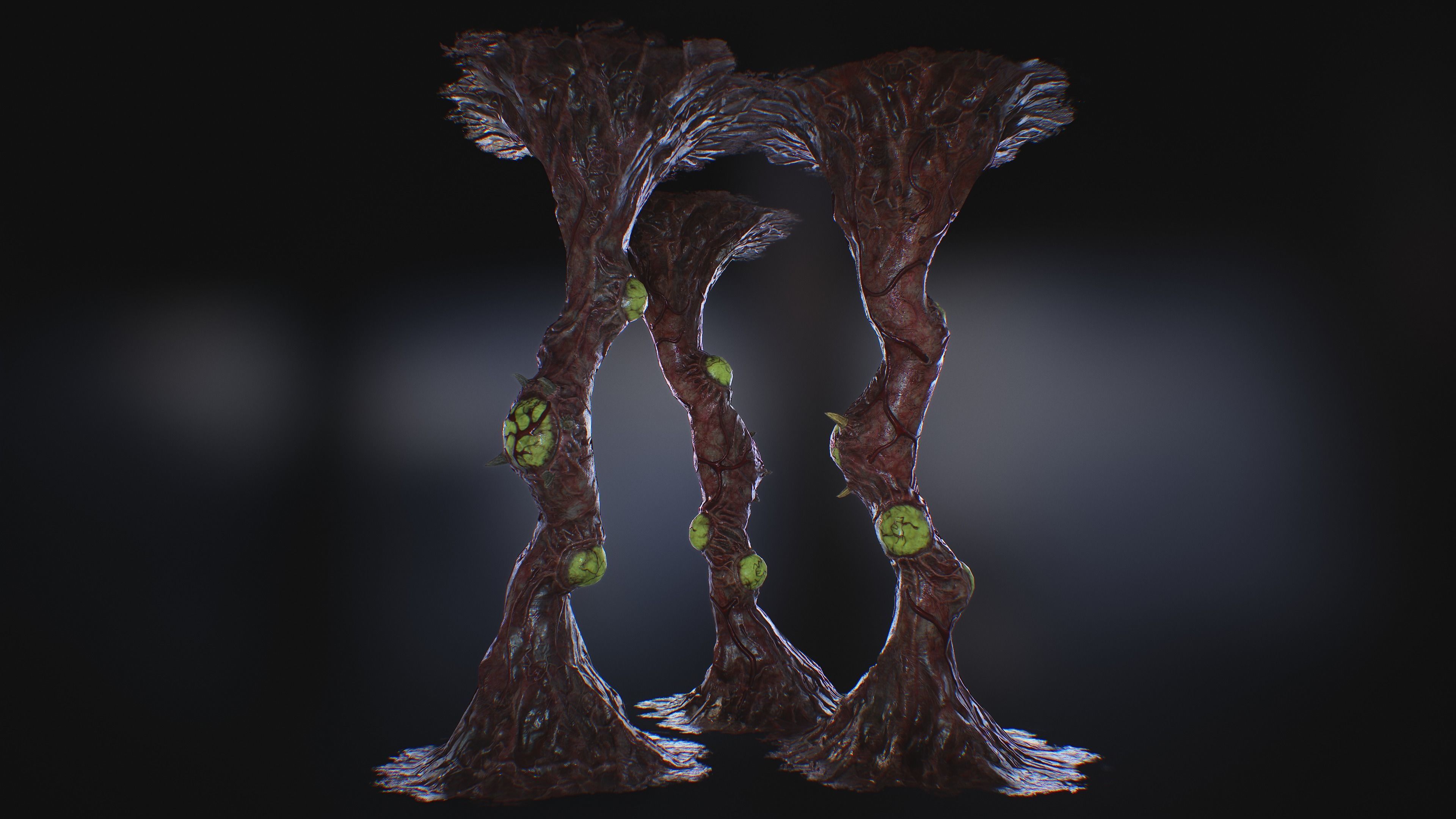 3D model Alien biomass corruption plant Low-poly 3D model VR / AR / low ...