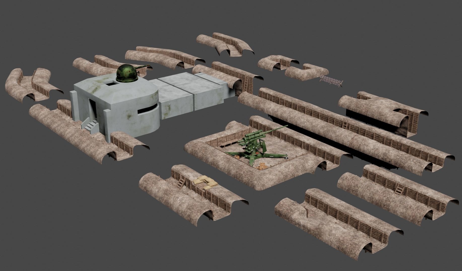 ww2 trench and bunker pack 3D model | CGTrader