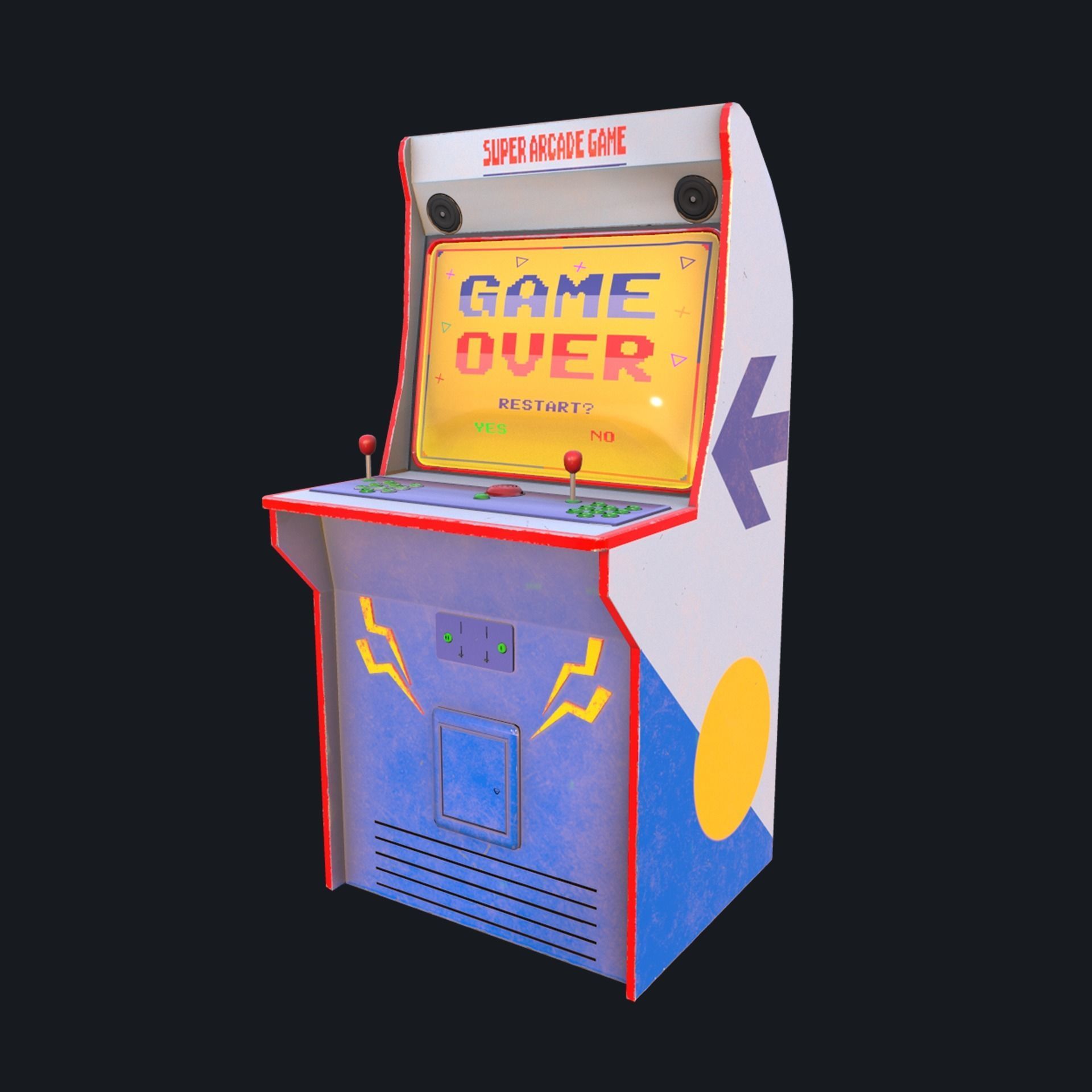 Almost new retro arcade game machine Low-poly free VR / AR / low-poly ...