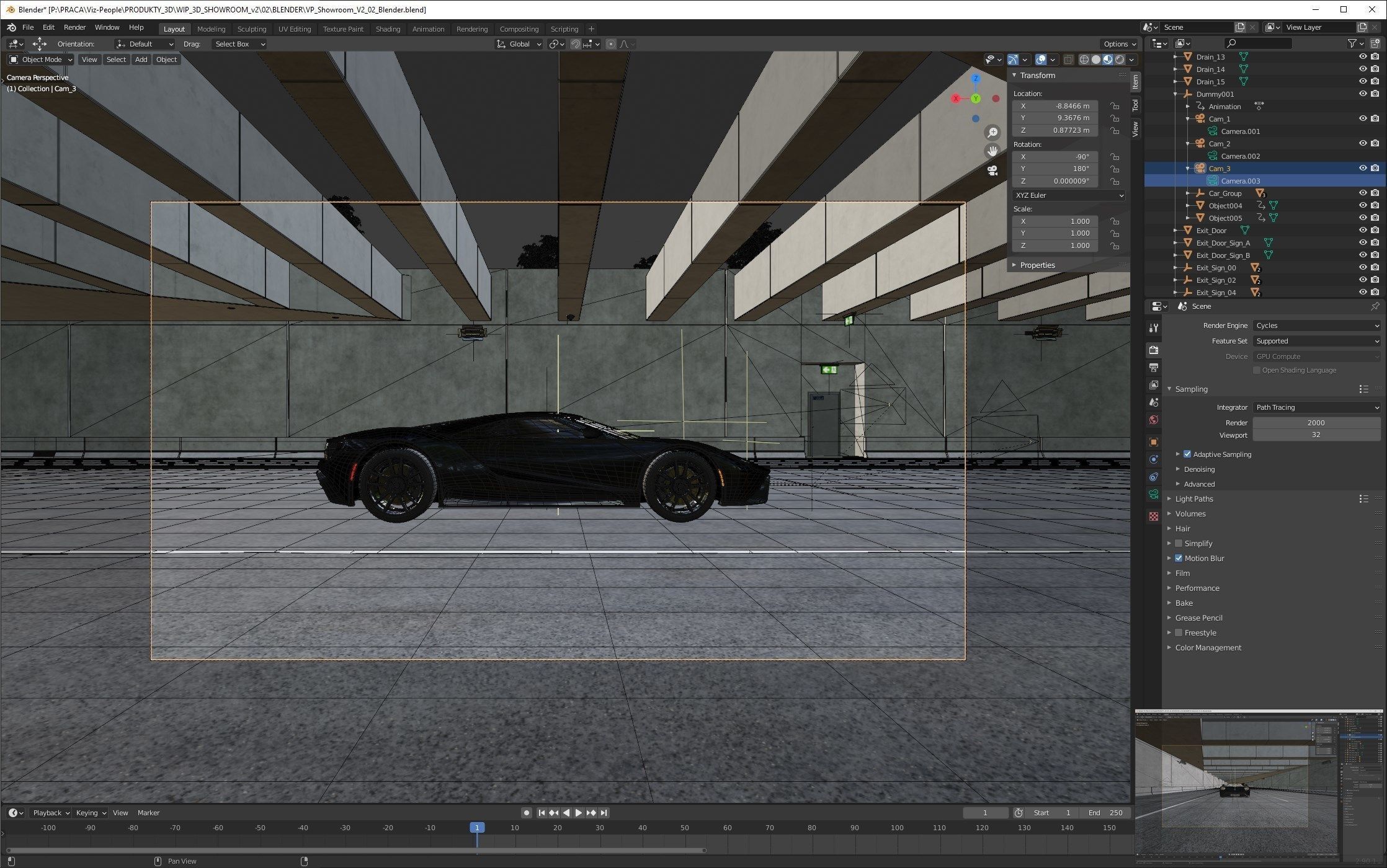 Tunel scene for car rendering for Blender SWR2 3D model | CGTrader