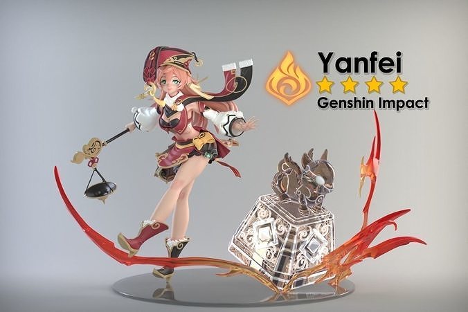 Yanfei from Genshin Impact - Zbrush painted and STL 3D model 3D ...
