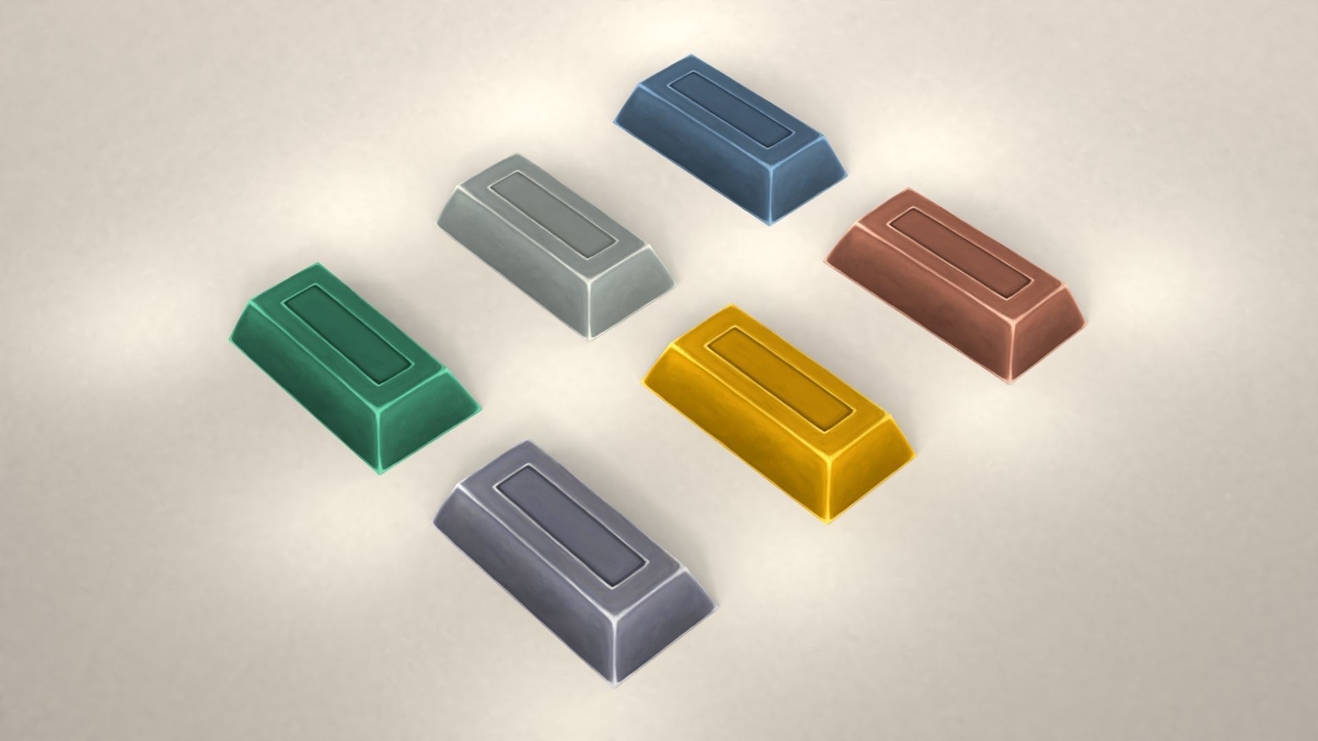 Hand-painted ingots pack free VR / AR / low-poly 3D model | CGTrader