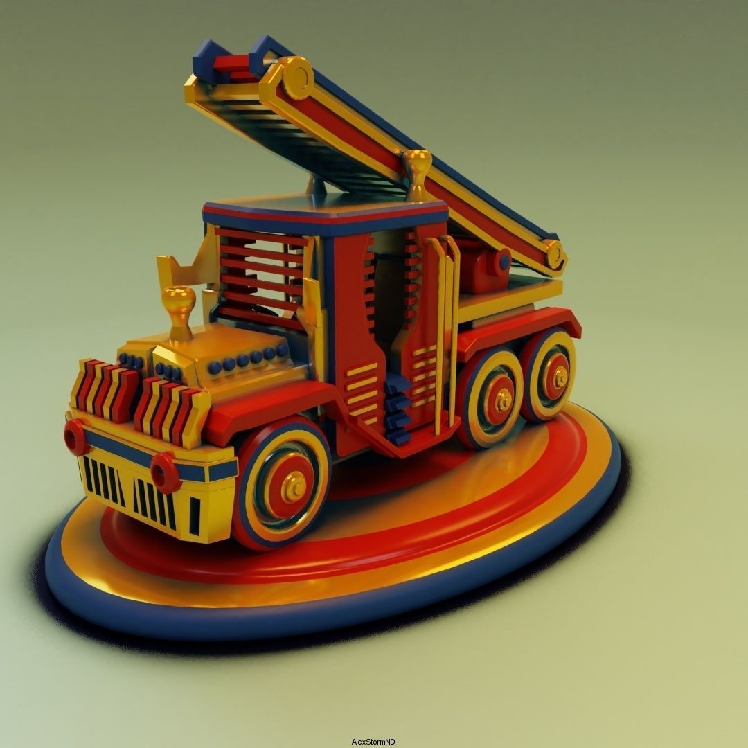 Fire toy car 3D model 3D printable | CGTrader
