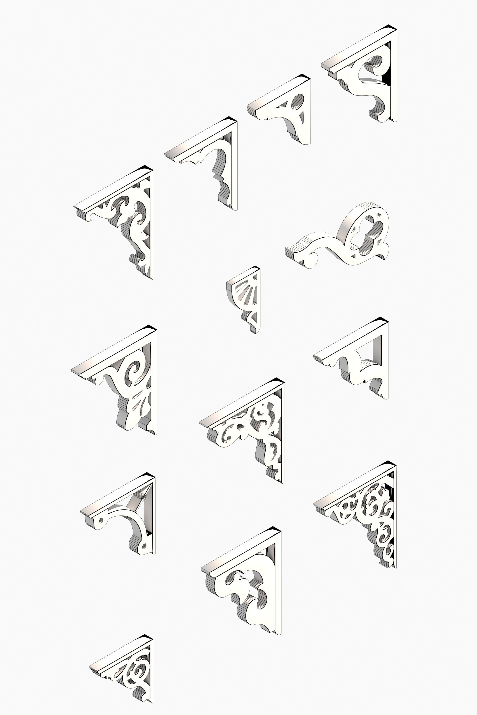 Wood Brackets free 3D model | CGTrader