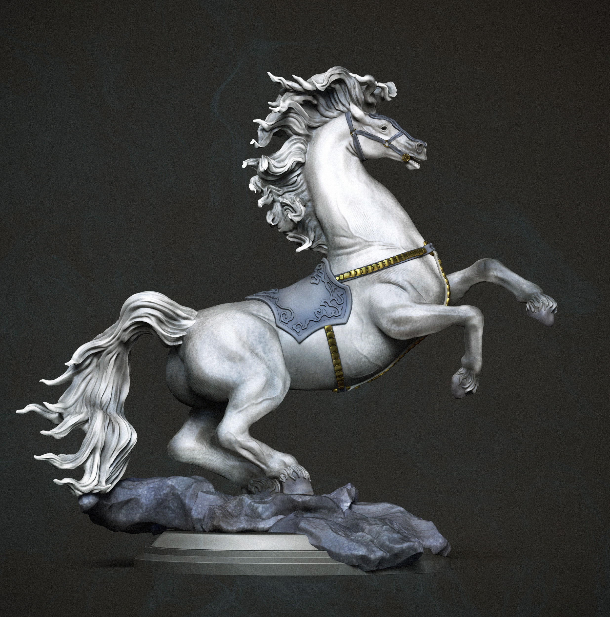 horse silver 3D model 3D printable | CGTrader