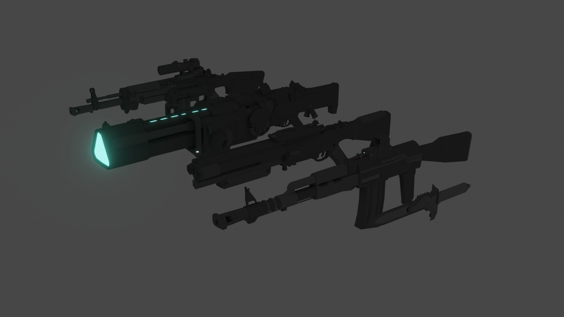 3D model Futuristic Guns Low Poly Pack VR / AR / low-poly | CGTrader