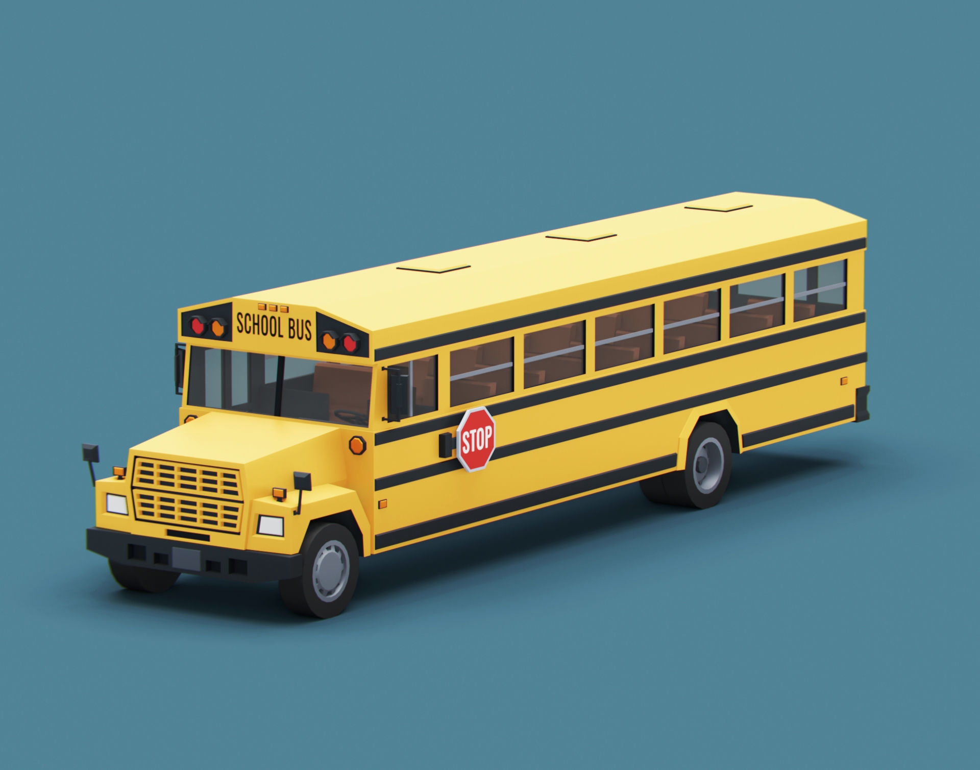3D model Cartoon Stylized School Bus Classic VR / AR / low-poly | CGTrader