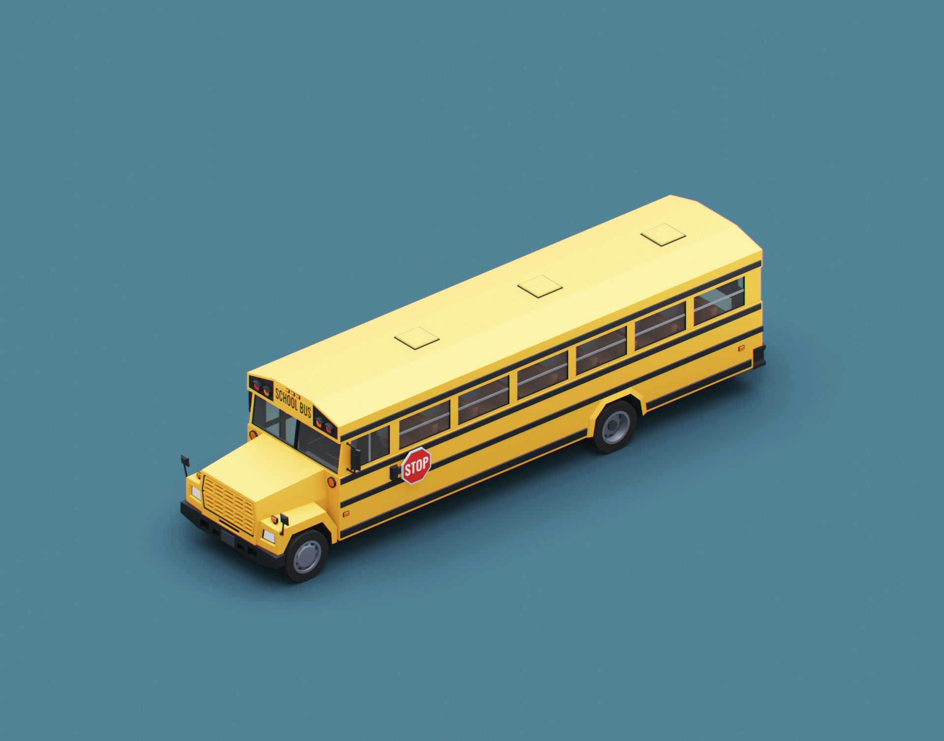 3D model Cartoon Stylized School Bus Classic VR / AR / low-poly | CGTrader