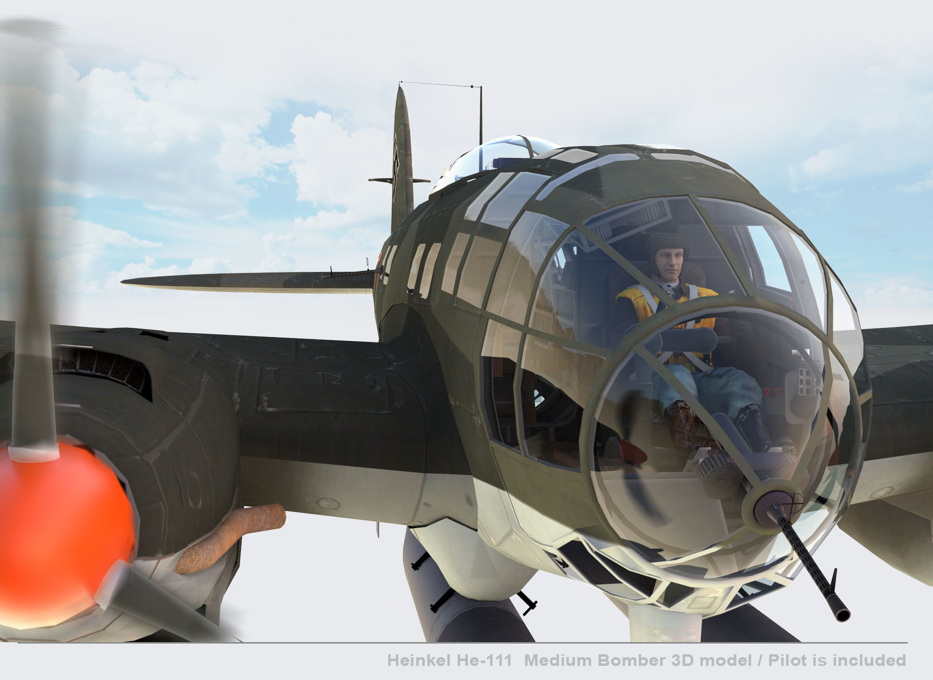 Heinkel He-111 3D model rigged | CGTrader
