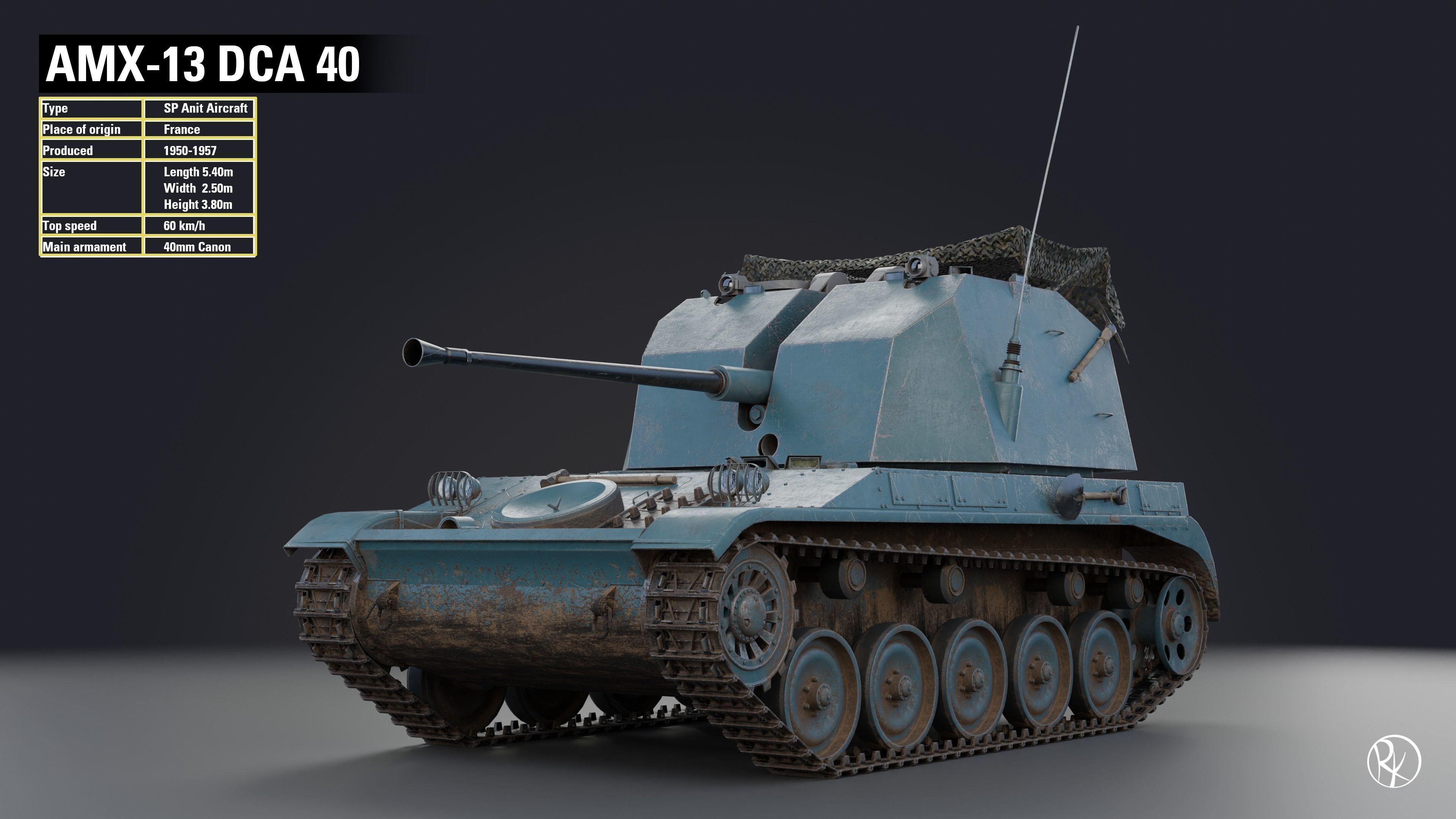AMX-13 DCA 40 PBR Model 3D model | CGTrader