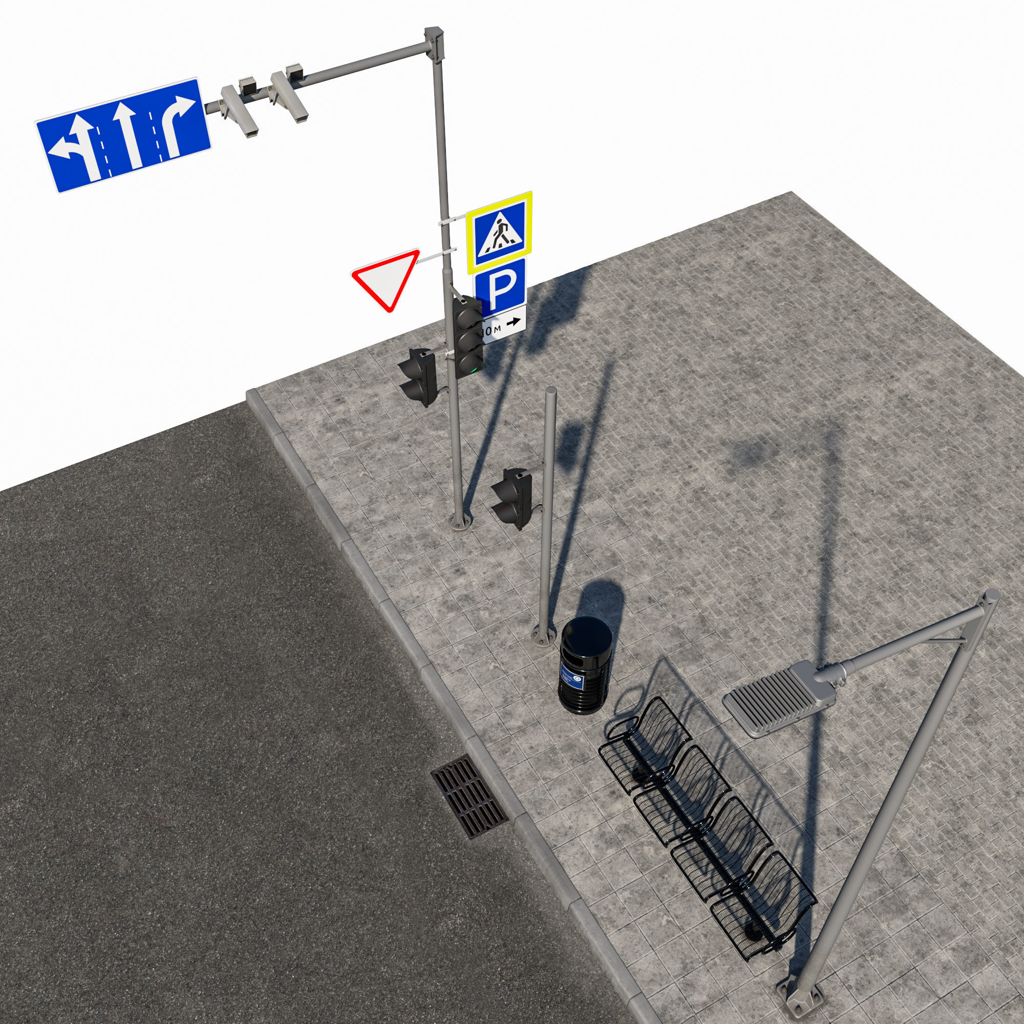 Set 01 Road Elements 3D model | CGTrader