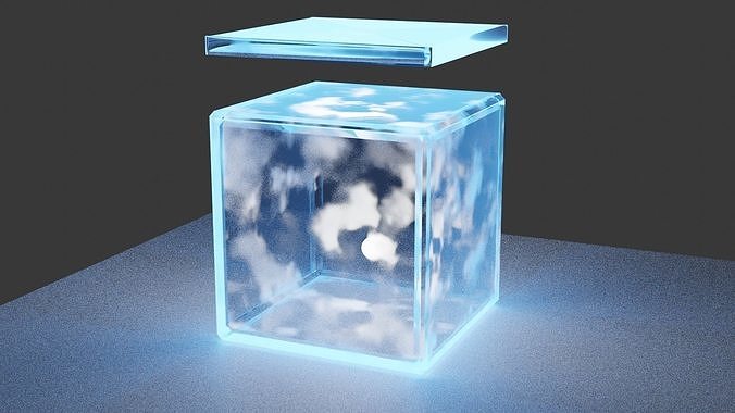 Glass cube with clouds free 3D model | CGTrader