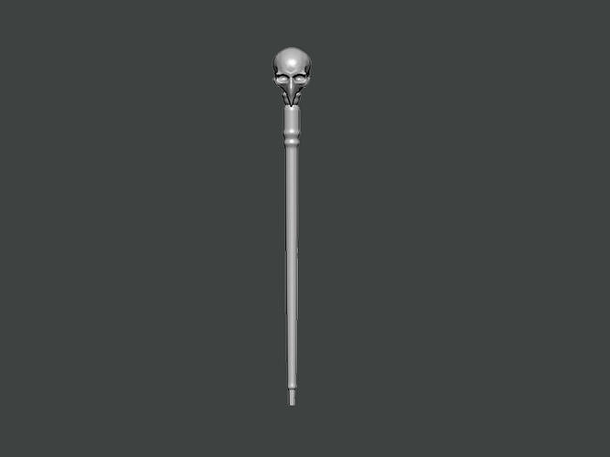 3D Model-STICK0004 silver stick with skull 3D model 3D printable | CGTrader