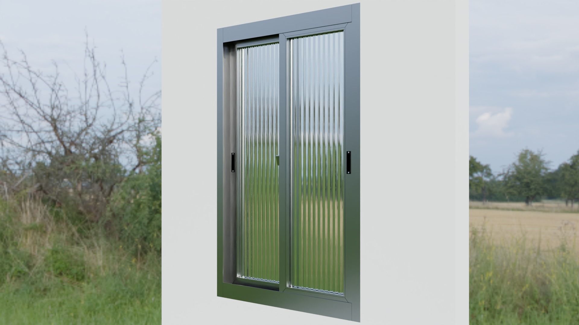 Bathroom Window Aluminium with Ribbed Glass 3D model | CGTrader