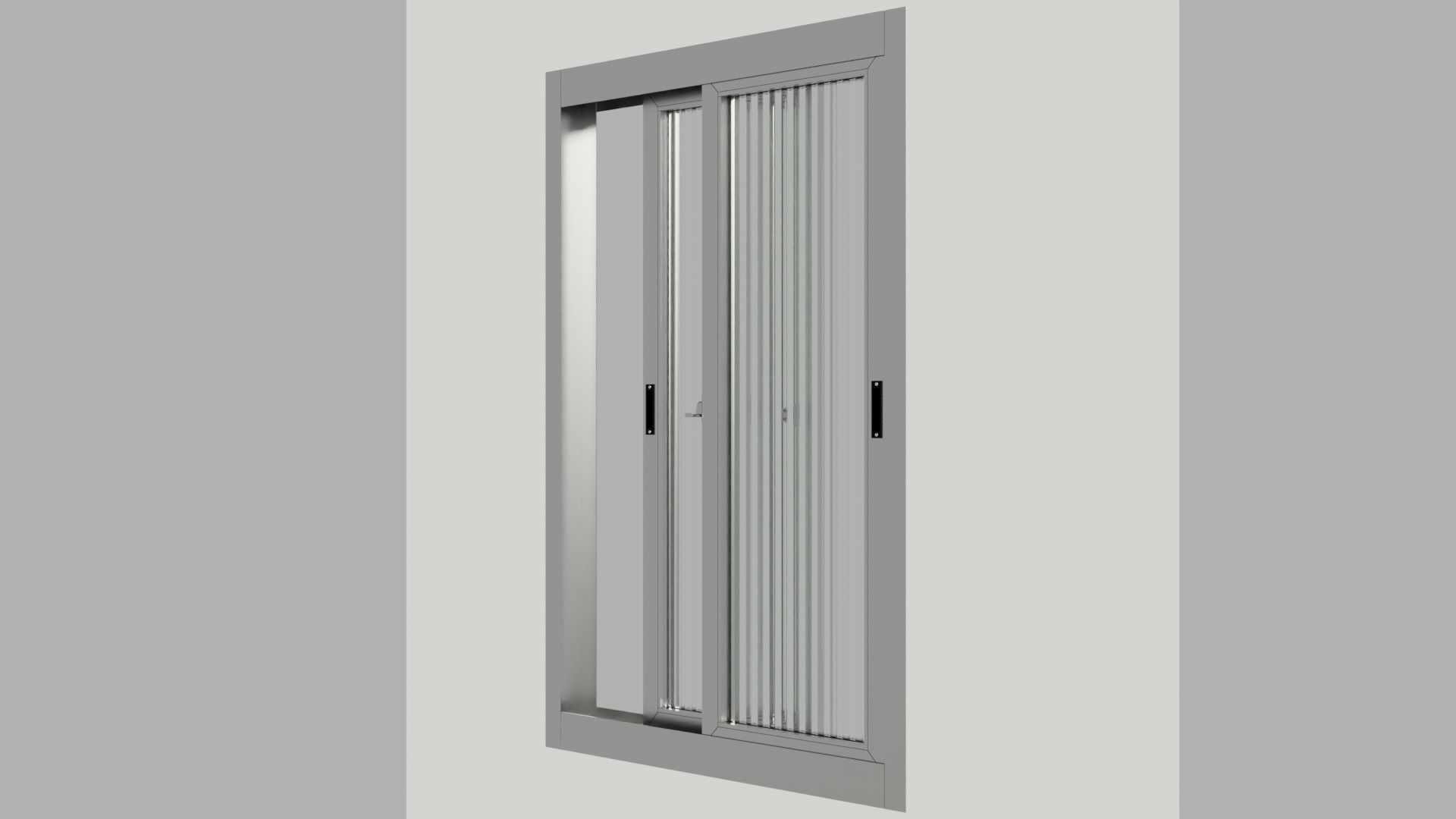 Bathroom Window Aluminium with Ribbed Glass 3D model | CGTrader