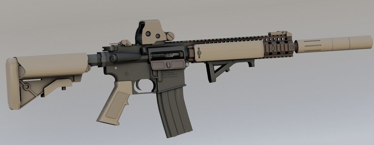 3D model M4 CQBR MK18 with Customize Attachments VR / AR / low-poly | CGTrader