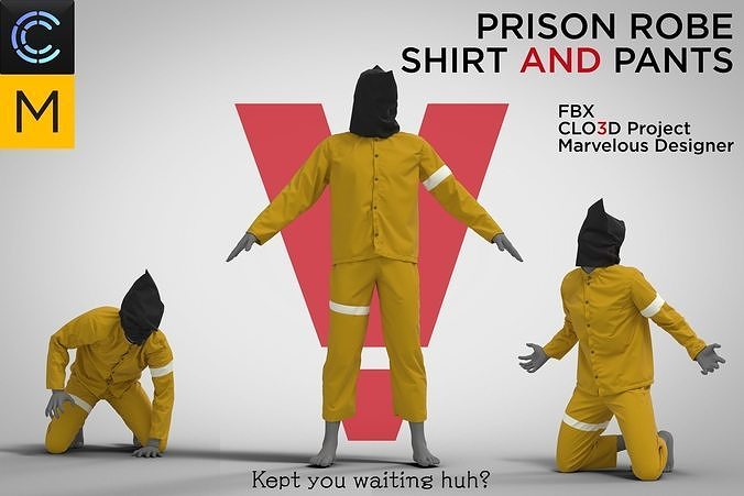 PRISON ROBE Shirt and Pant Yellow color 3D model | CGTrader