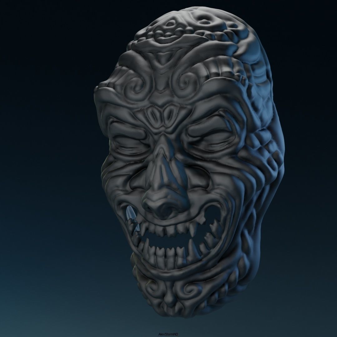 Smiling samurai mask 3D model 3D printable | CGTrader