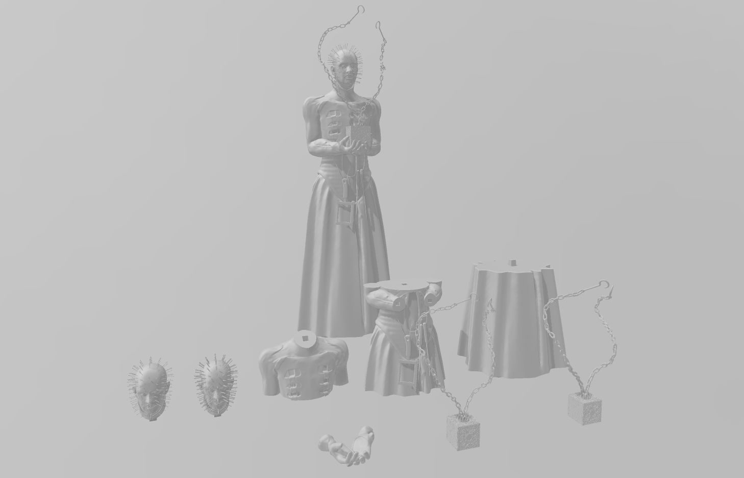 Pinhead woman in dress with chains 3D model | CGTrader
