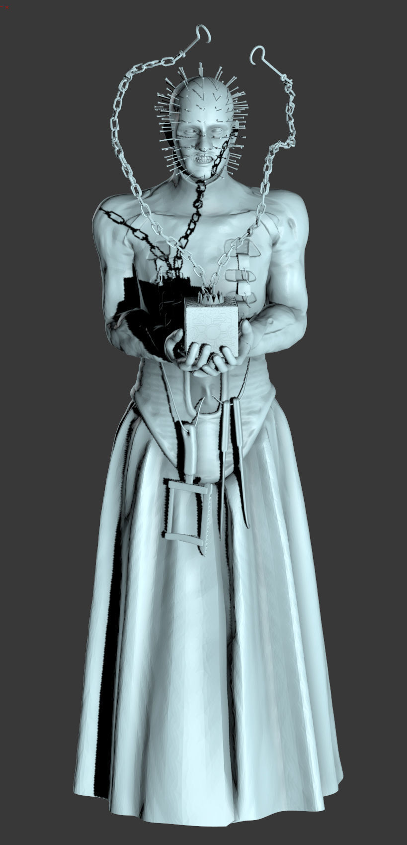 Pinhead woman in dress with chains 3D model | CGTrader
