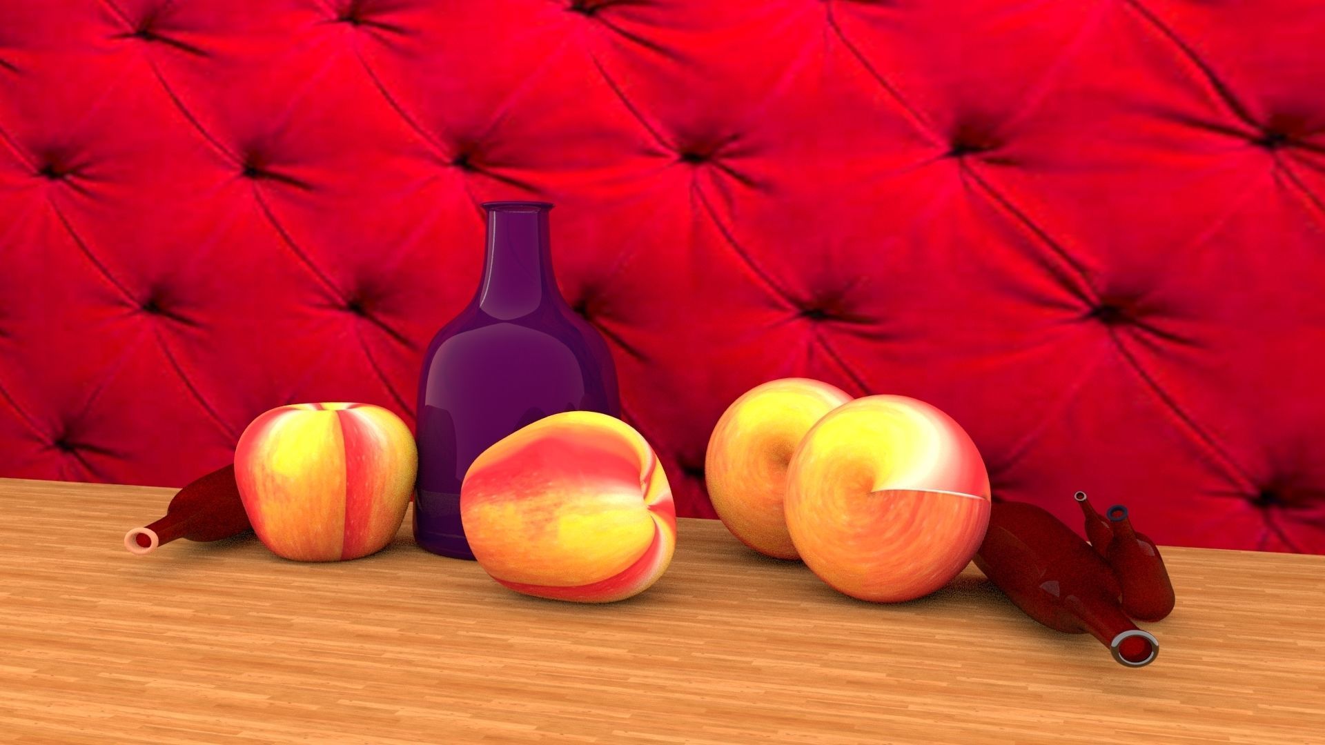 3D model UNT fruits and bottle on table VR / AR / low-poly | CGTrader