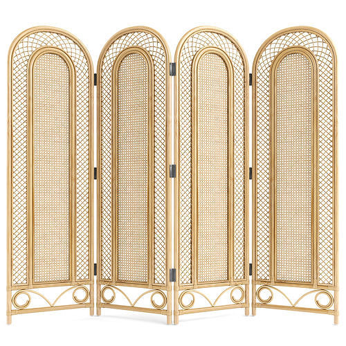 bamboo wicker arched 4 panel room divier screen 3D model | CGTrader