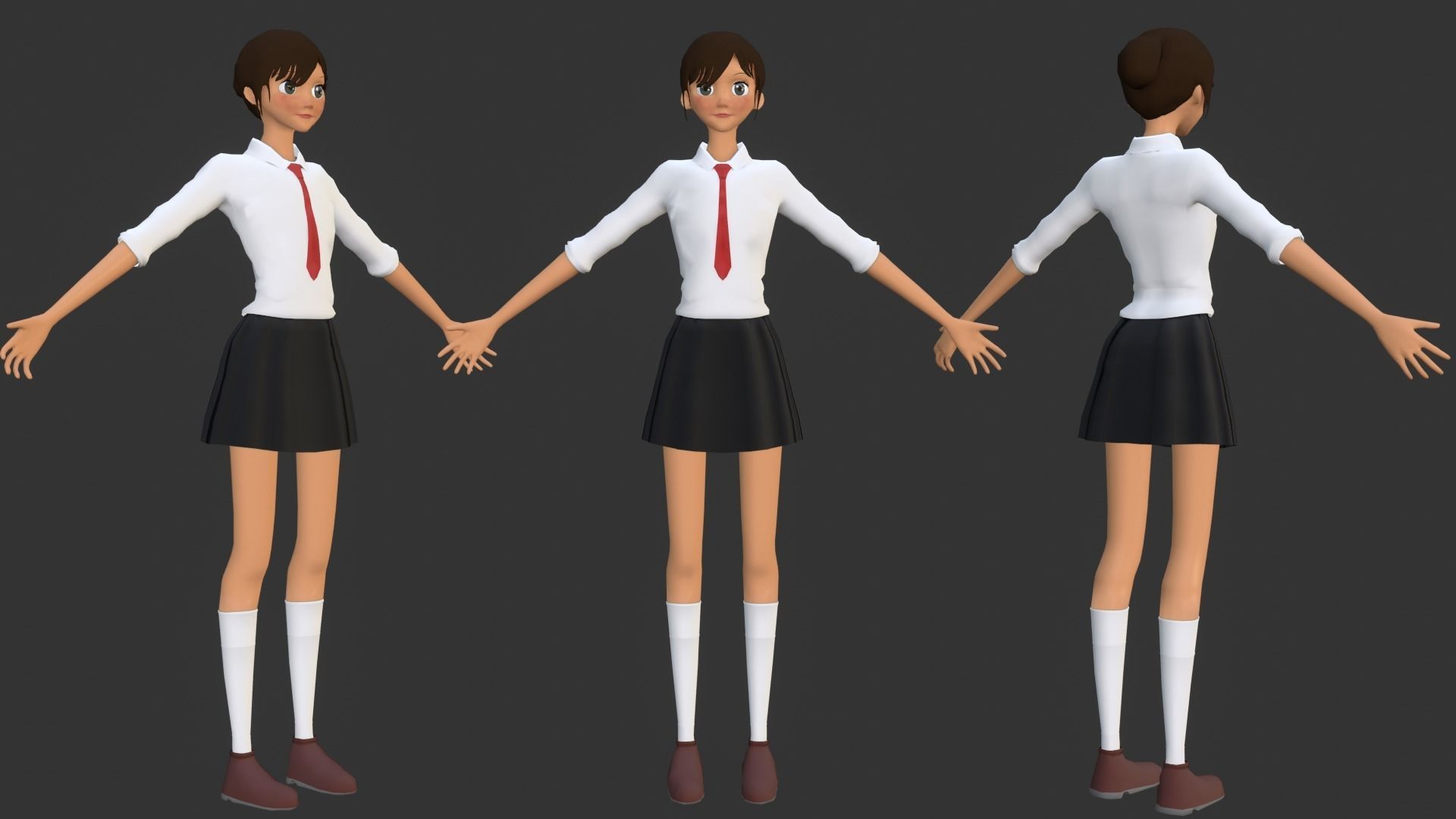 school anime Girl basic 3D model | CGTrader