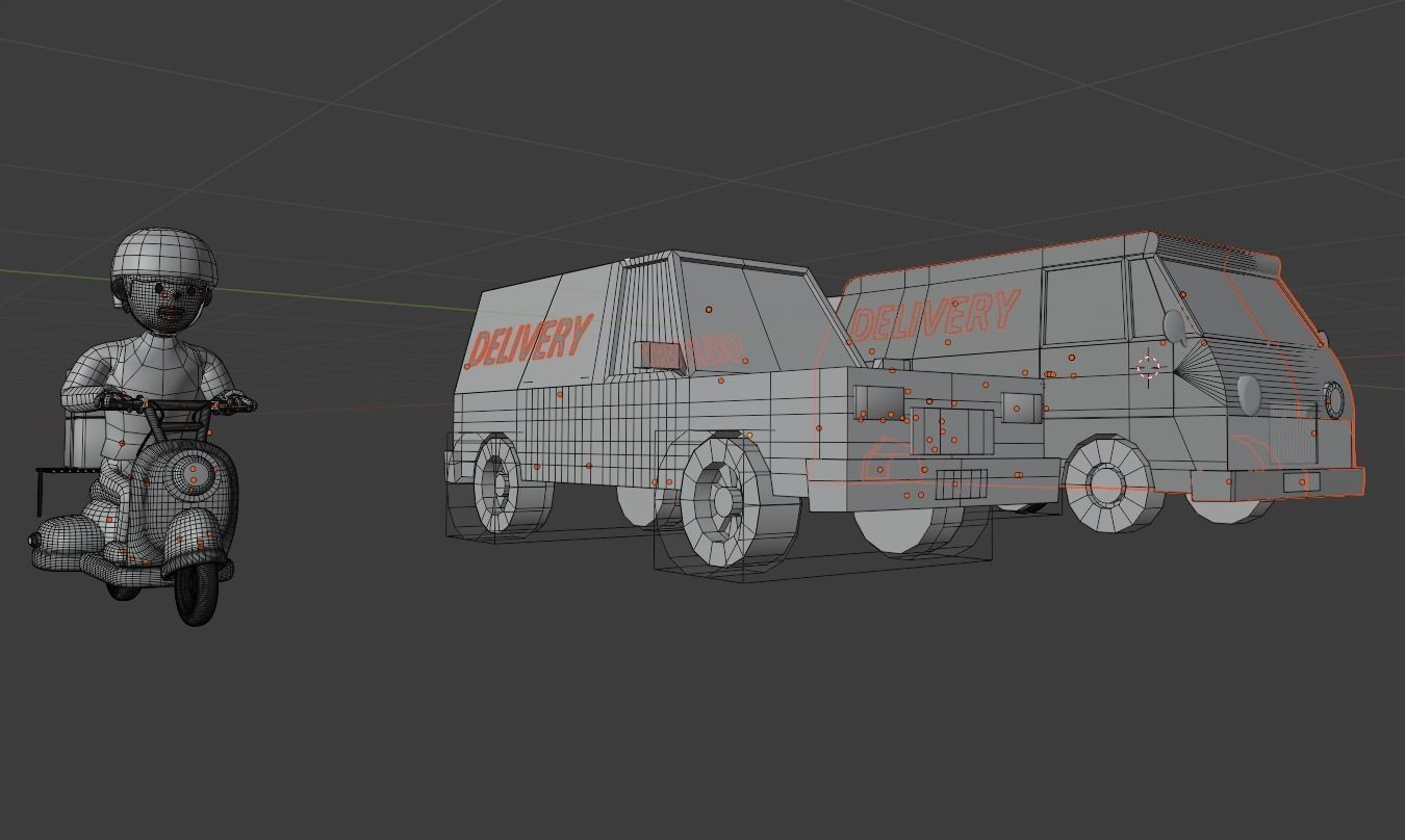 3D model Delivery service transportation set Blender rendering VR / AR ...