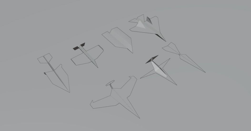 Origami different colored planes 3D model 3D printable | CGTrader