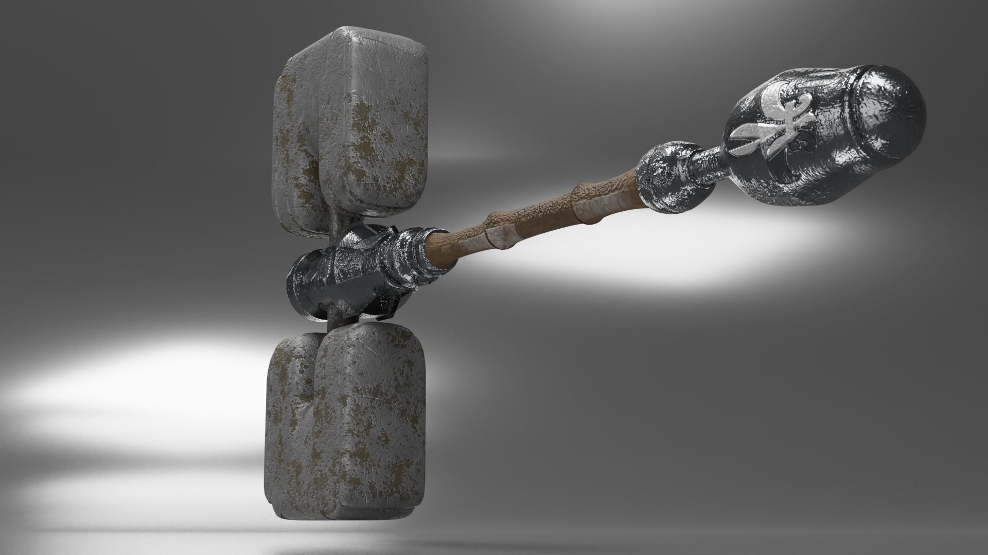 Stone medieval hammer covered with metal and patterns free 3D model ...