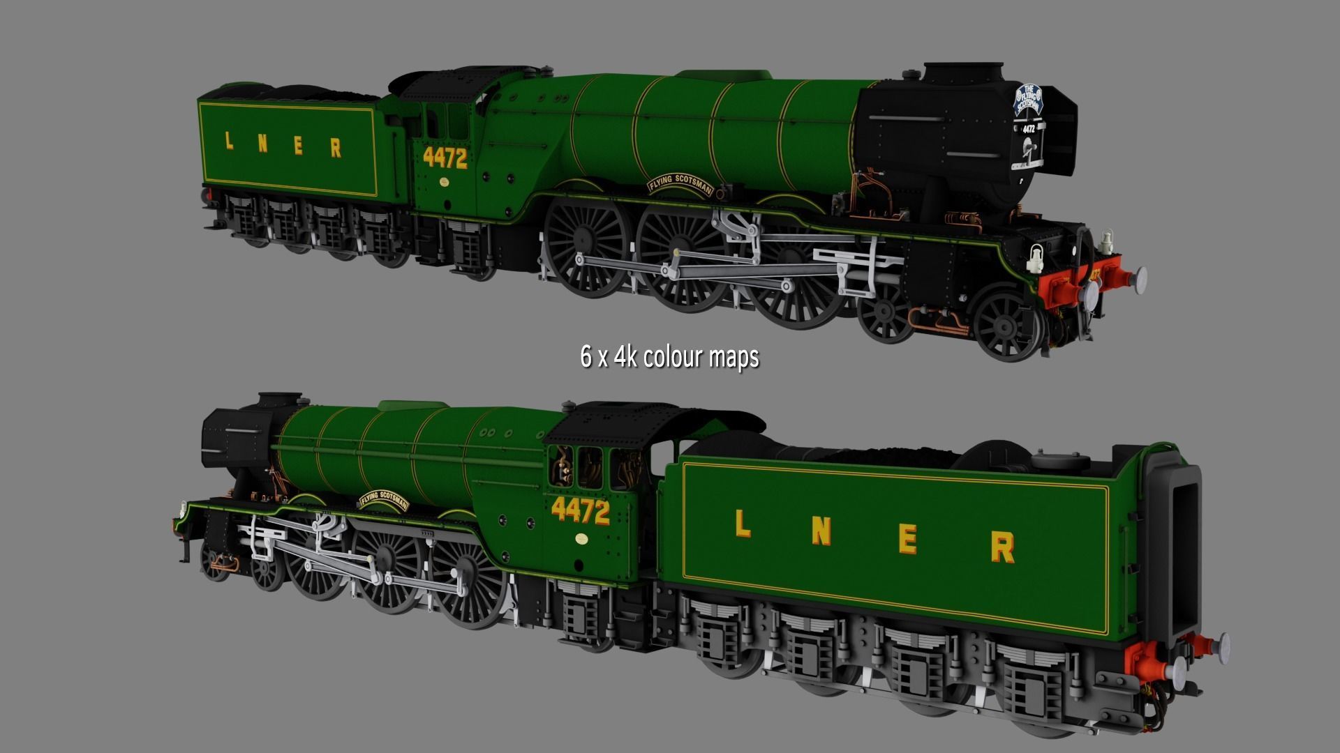 Flying Scotsman steam train 3D model animated rigged | CGTrader