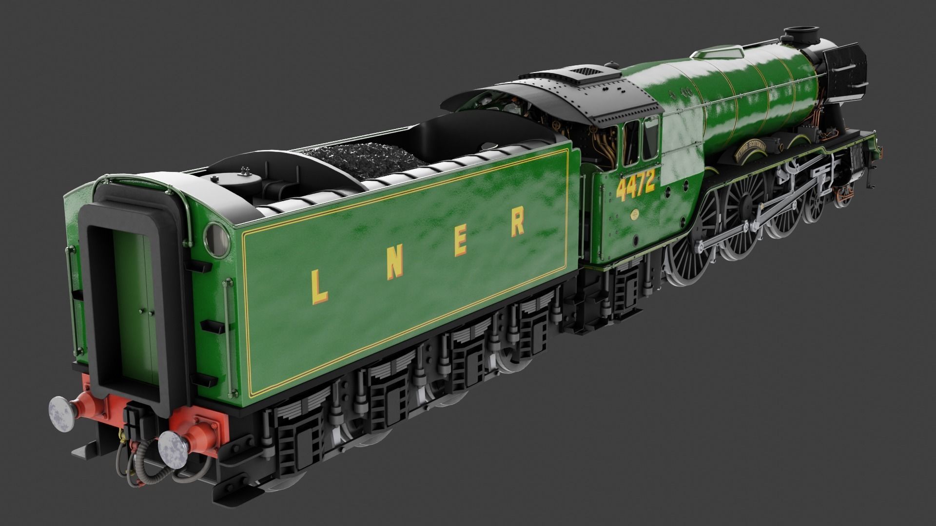 Flying Scotsman steam train 3D model animated rigged | CGTrader