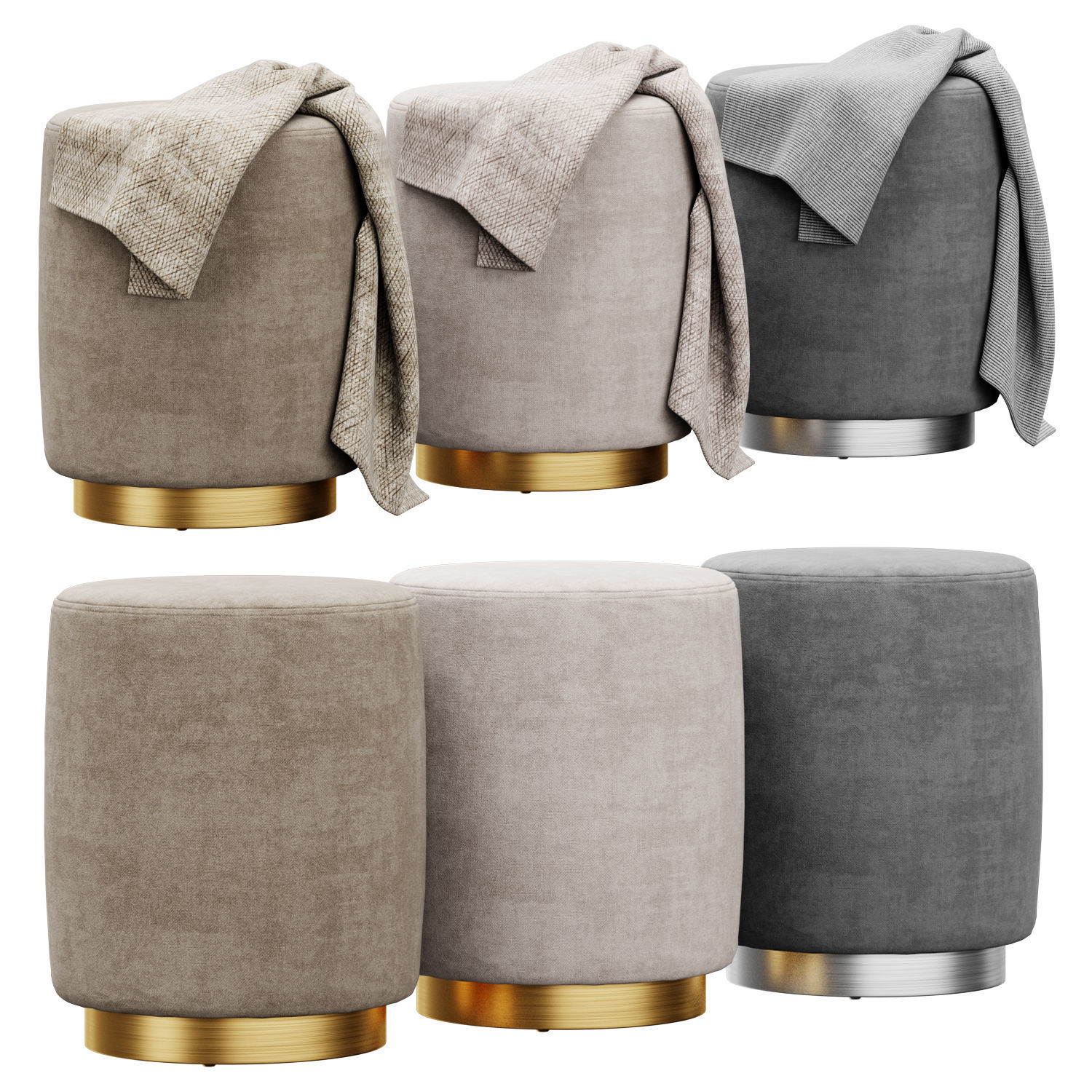 Opal gold and silver metall Ottoman 3D model | CGTrader