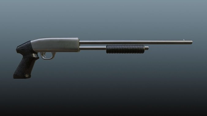 3D model Stylized Ithaca-37 pump-action shotgun VR / AR / low-poly ...