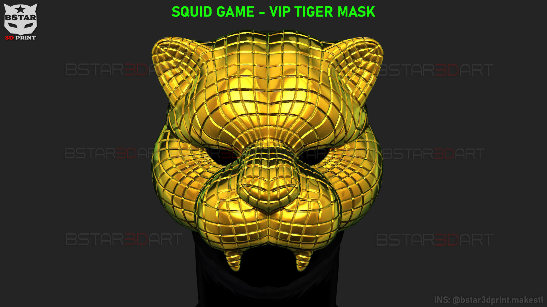 Squid Game Mask - Vip Tiger Mask Cosplay 3D model 3D printable | CGTrader