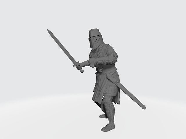 Medieval Knight with sword and helmet chain detail 3D model 3D ...