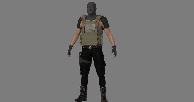 Terrorist Model soldier wearing mask 3D model | CGTrader