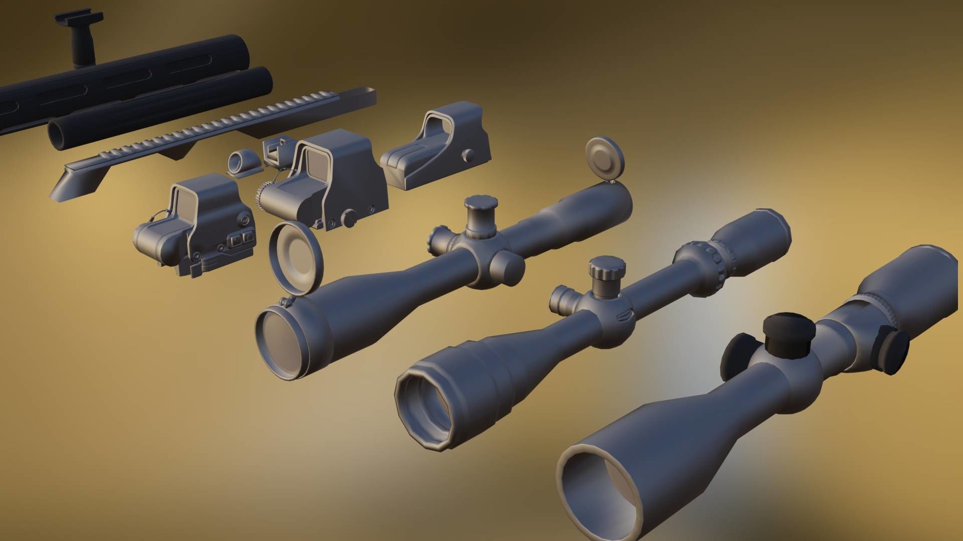 Lowpoly scopes and suppressors free VR / AR / low-poly 3D model | CGTrader