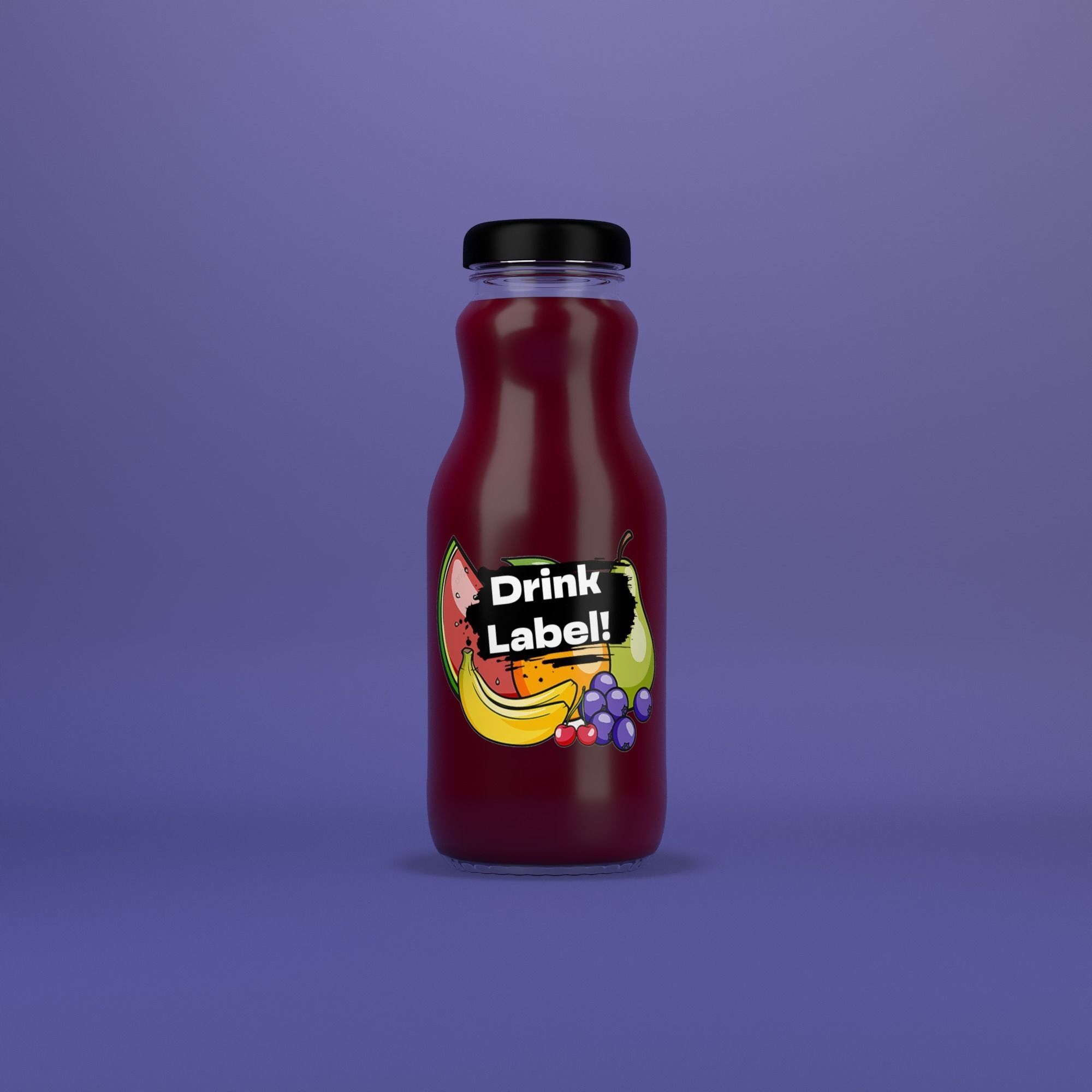 Glass Bottle Set with 7 Juice Materials free 3D model animated | CGTrader