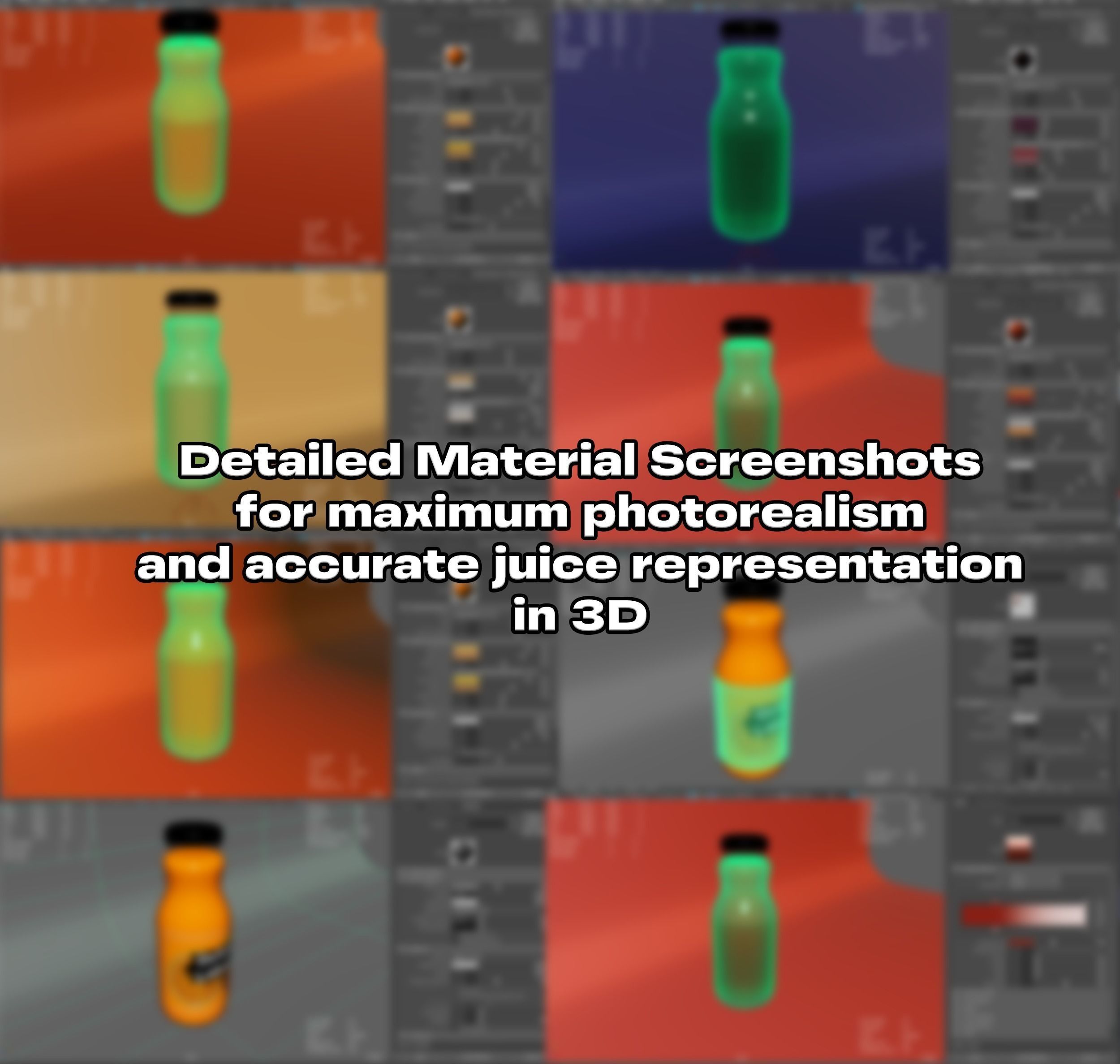 Glass Bottle Set with 7 Juice Materials free 3D model animated | CGTrader