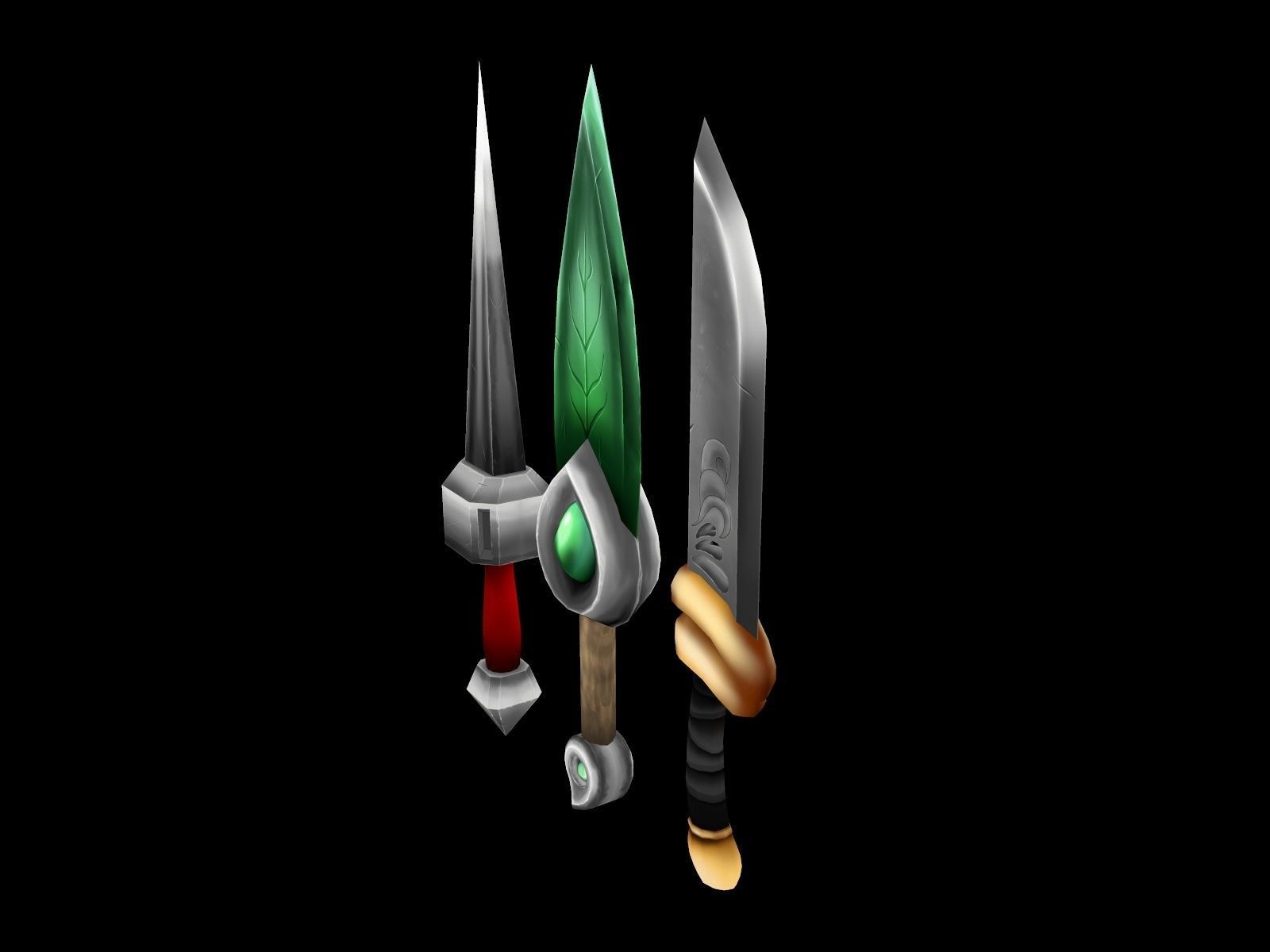 3D model Stylized Painted Dagger Pack VR / AR / low-poly | CGTrader