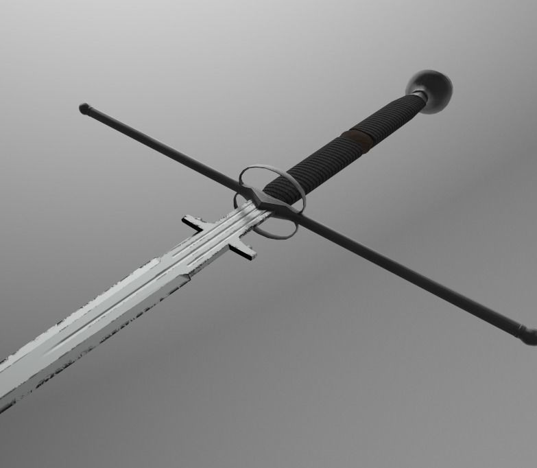 3D model Montante Spanish Steel Greatsword with Ring-Guard VR / AR ...