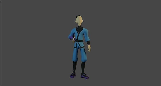 low poly samurai avatar last airbender free 3D model rigged | CGTrader