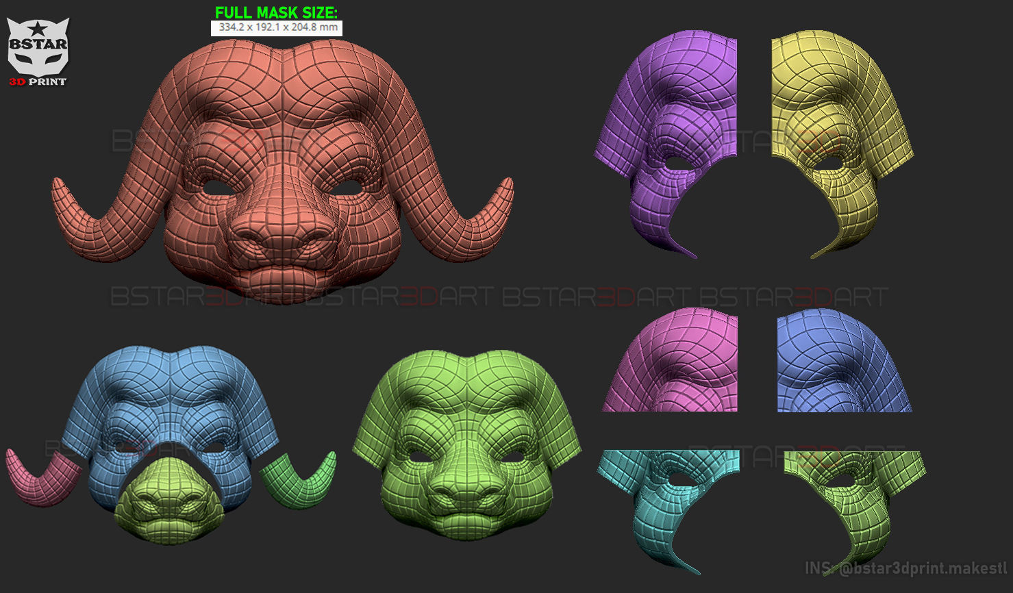 Squid Game Mask - Vip Buffalo Mask Cosplay 3D model 3D printable | CGTrader