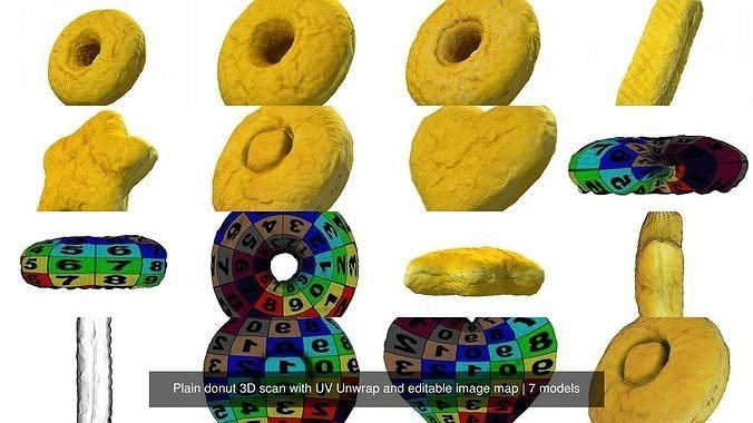 Plain donut 3D scan with UV Unwrap and editable image map 3D Model ...