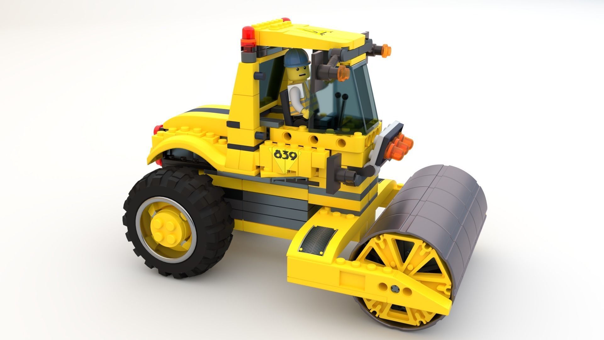 Lego Road Roller and worker 3D model rigged | CGTrader
