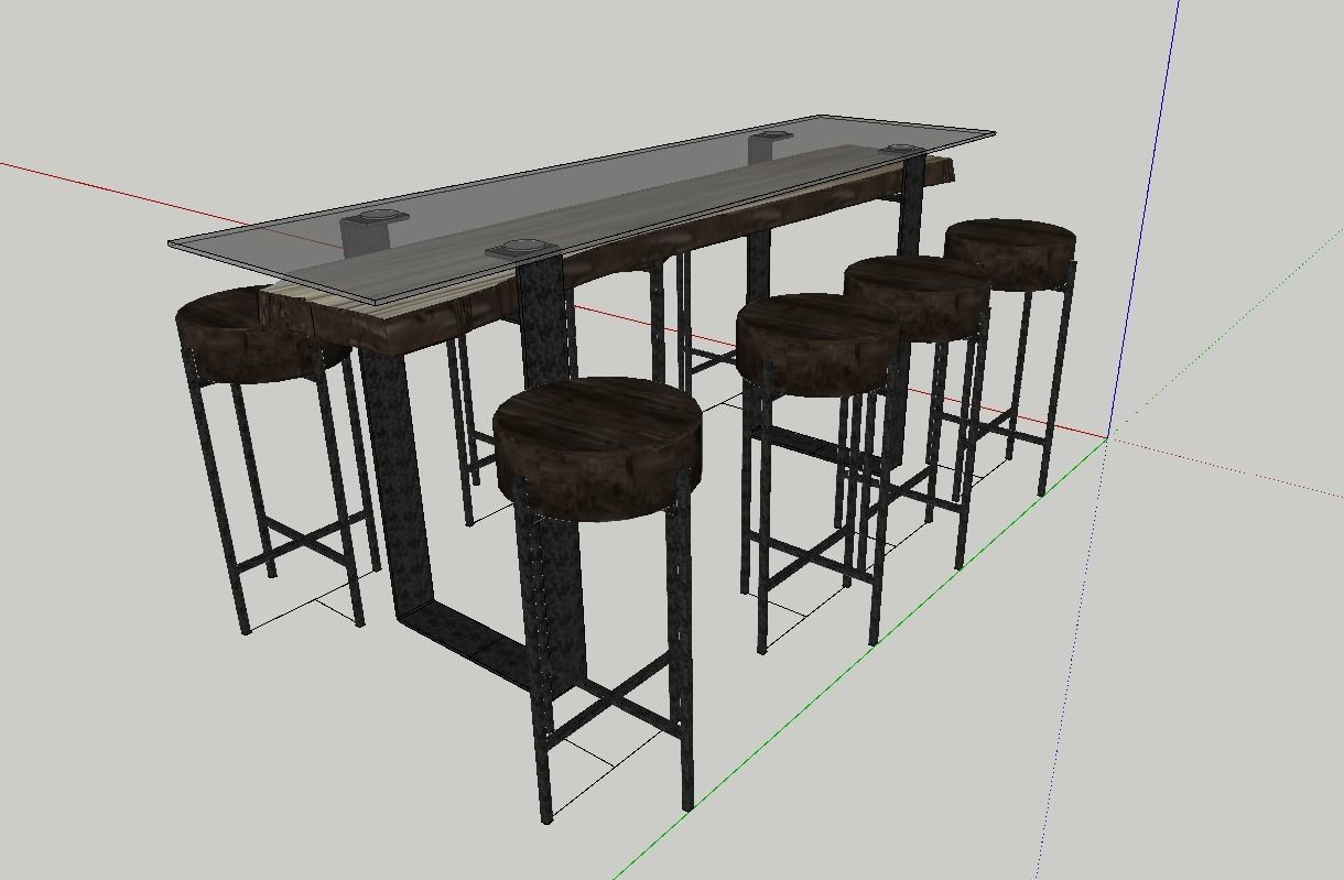 Bar dining table set free 3D model | CGTrader