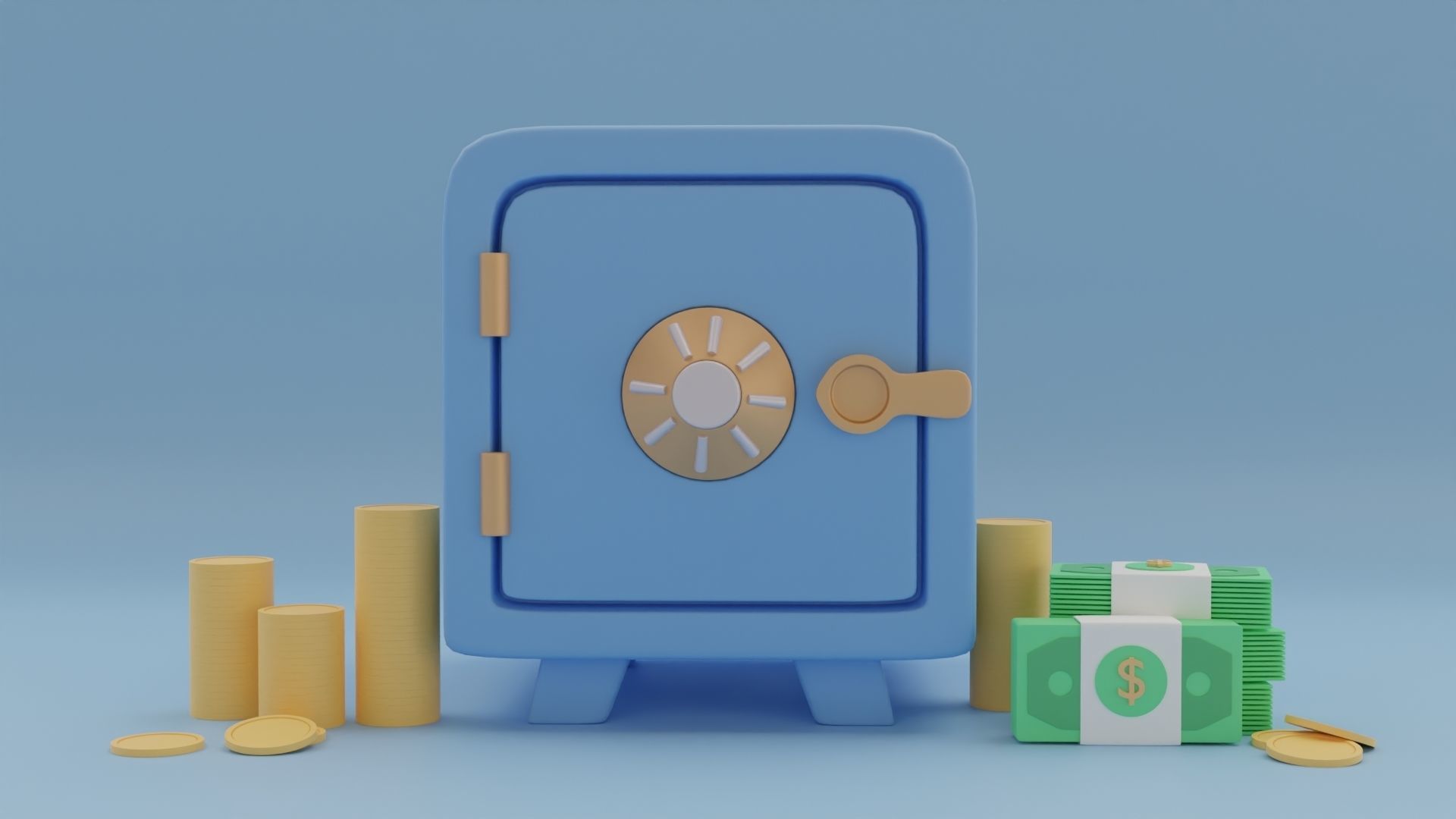 3D model a toy safe with money VR / AR / low-poly animated | CGTrader