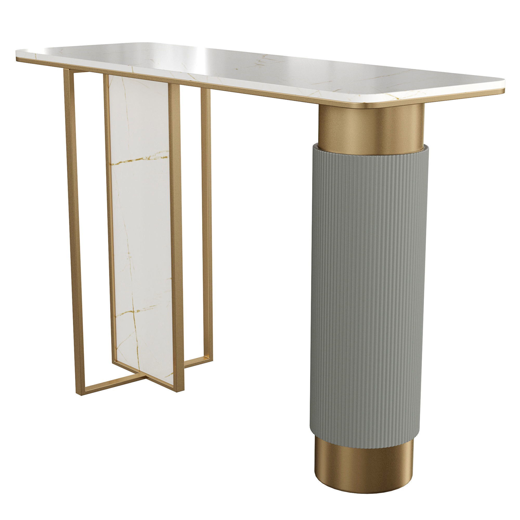 Modern Gold Entryway Console Table Stone Top 3D model | CGTrader