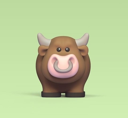 Cartoon Bull 3D model 3D printable | CGTrader